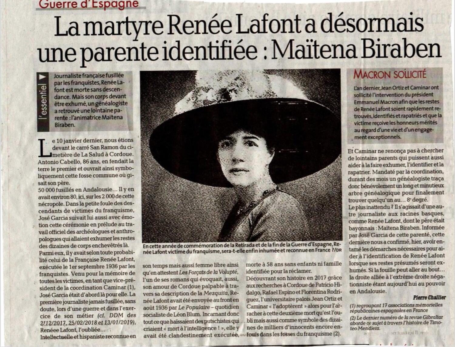 Reconocimiento para Renée Lafont, la primera periodista asesinada en ...